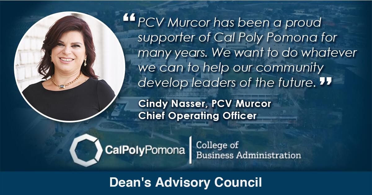 Cindy Nasser, PCV Murcor COO, Named to the Dean’s Advisory Council for ...