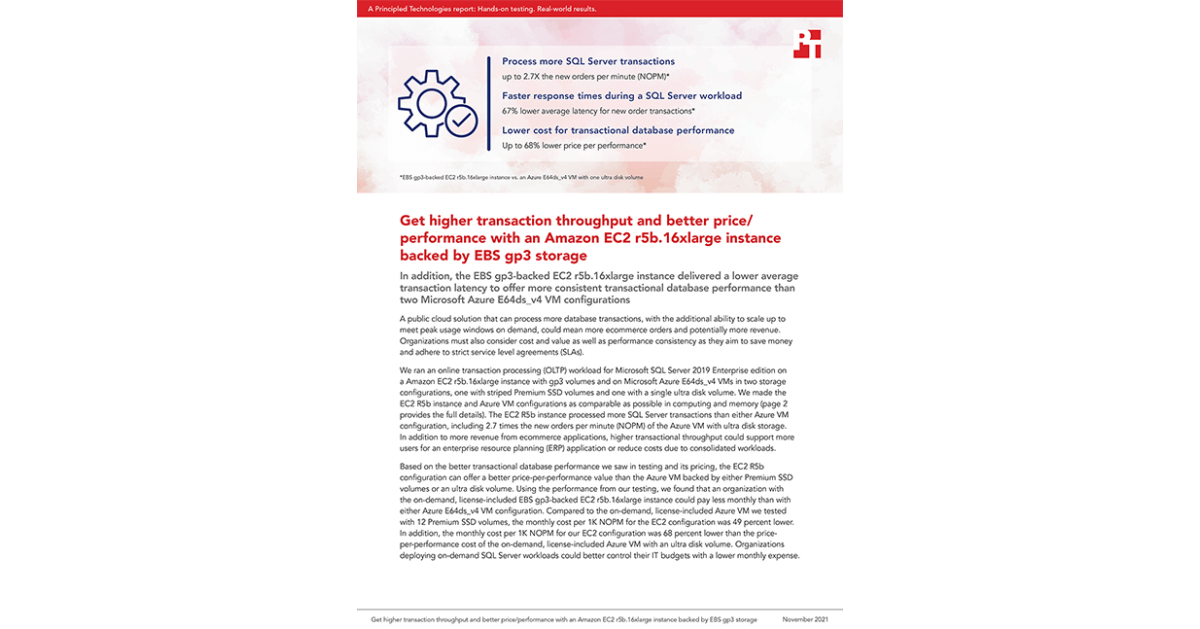 Principled Technologies Releases Study Comparing Transactional Database ...