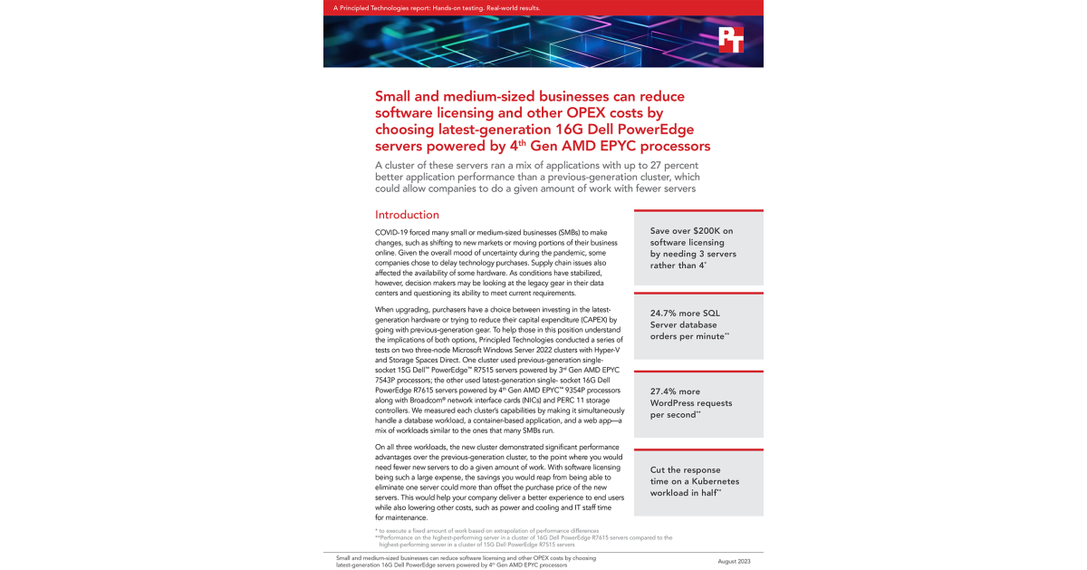 New Study Shows How Choosing Latest-Generation Dell PowerEdge R7615 ...