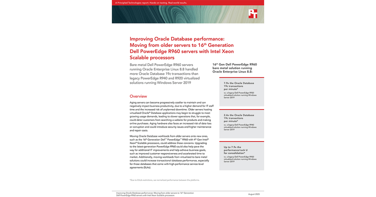 Principled Technologies Releases Study Comparing the Oracle Database ...