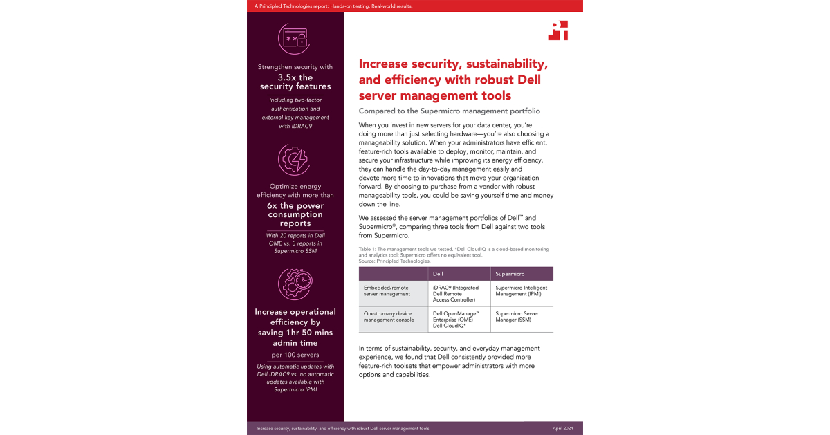 Principled Technologies Releases Study Comparing Dell Server Management ...