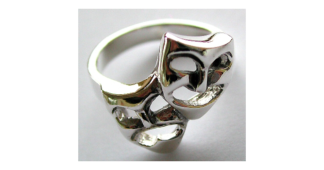 Wholesale mask ring, ring with double mask man face from SupplyJewelry ...